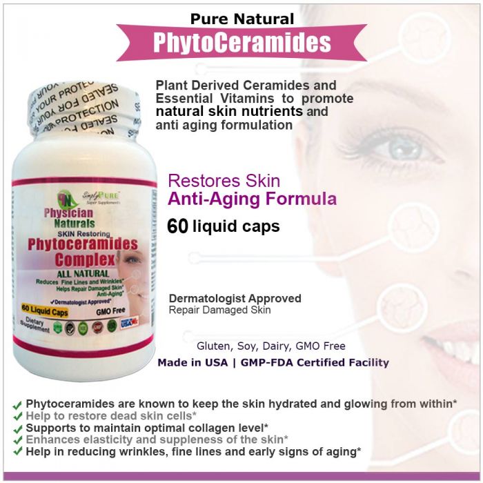 All Natural Phytoceramides Complex 60 Veggie Capsules Healthy Skin